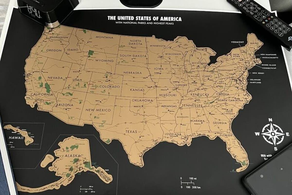 Landmass Goods Scratch Off Map of the United States Travel Tracker Map ...